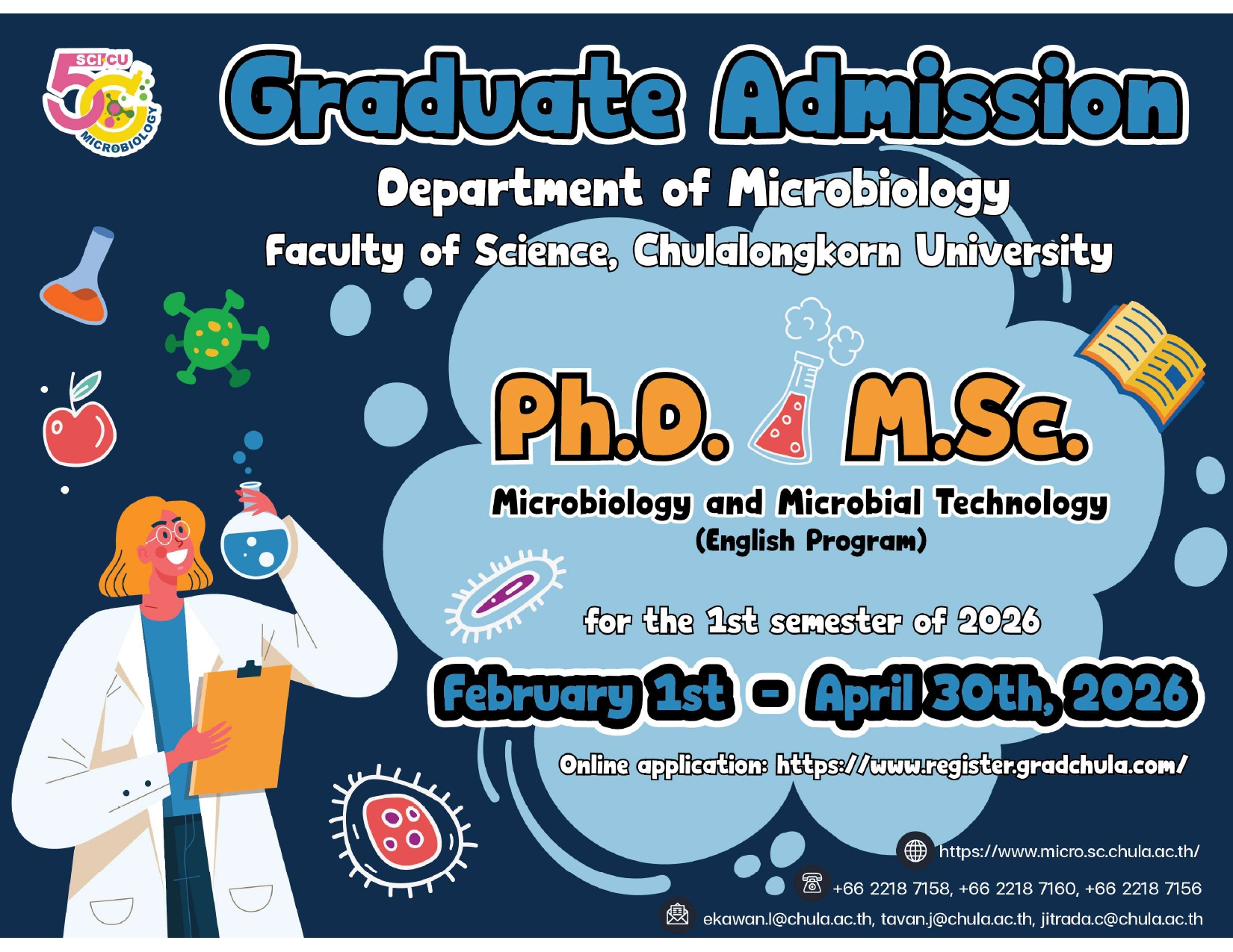 Ph.D. & M.Sc. Graduate Admission 1st Semester 2026 - Microbiology